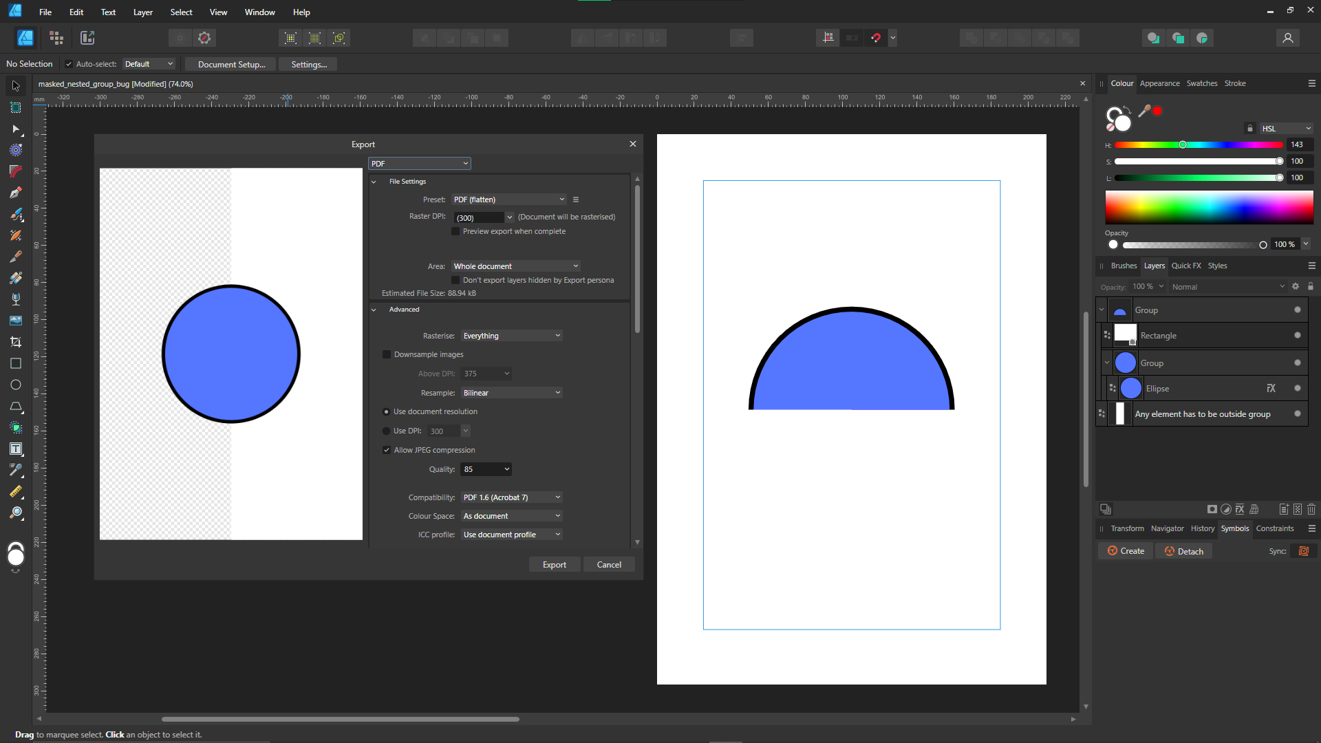 Effects not masked when masked while in a nested group - V2 Bugs found on Windows - Affinity | Forum