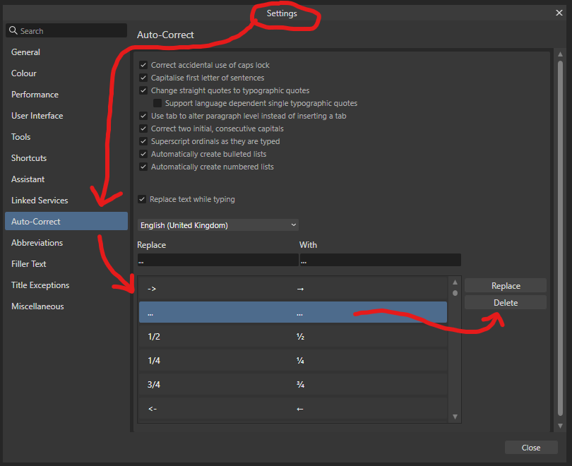How to stop Affinity Publisher changing four dots to a three-dot ellipsis character and an extra ...