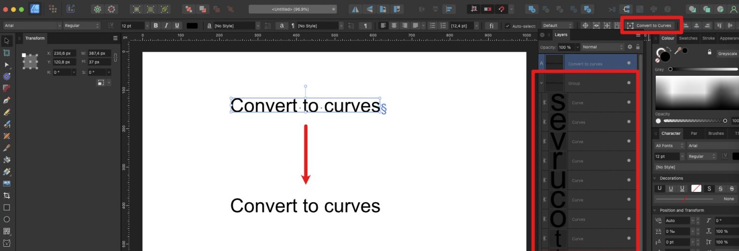 Can you also convert your text to outlines in Affinity Designer or ...