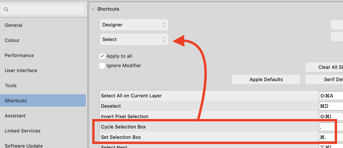 Set selection box shortcut missing - V2 Bugs found on Windows ...