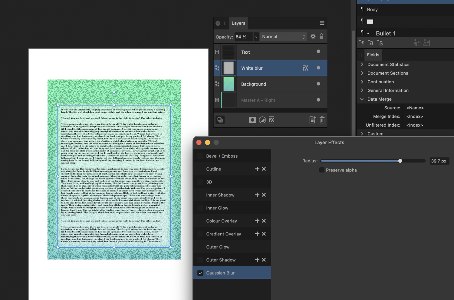 Afinity Publisher - Is there a way to apply a feathered mask to a Square drawn with in in built ...