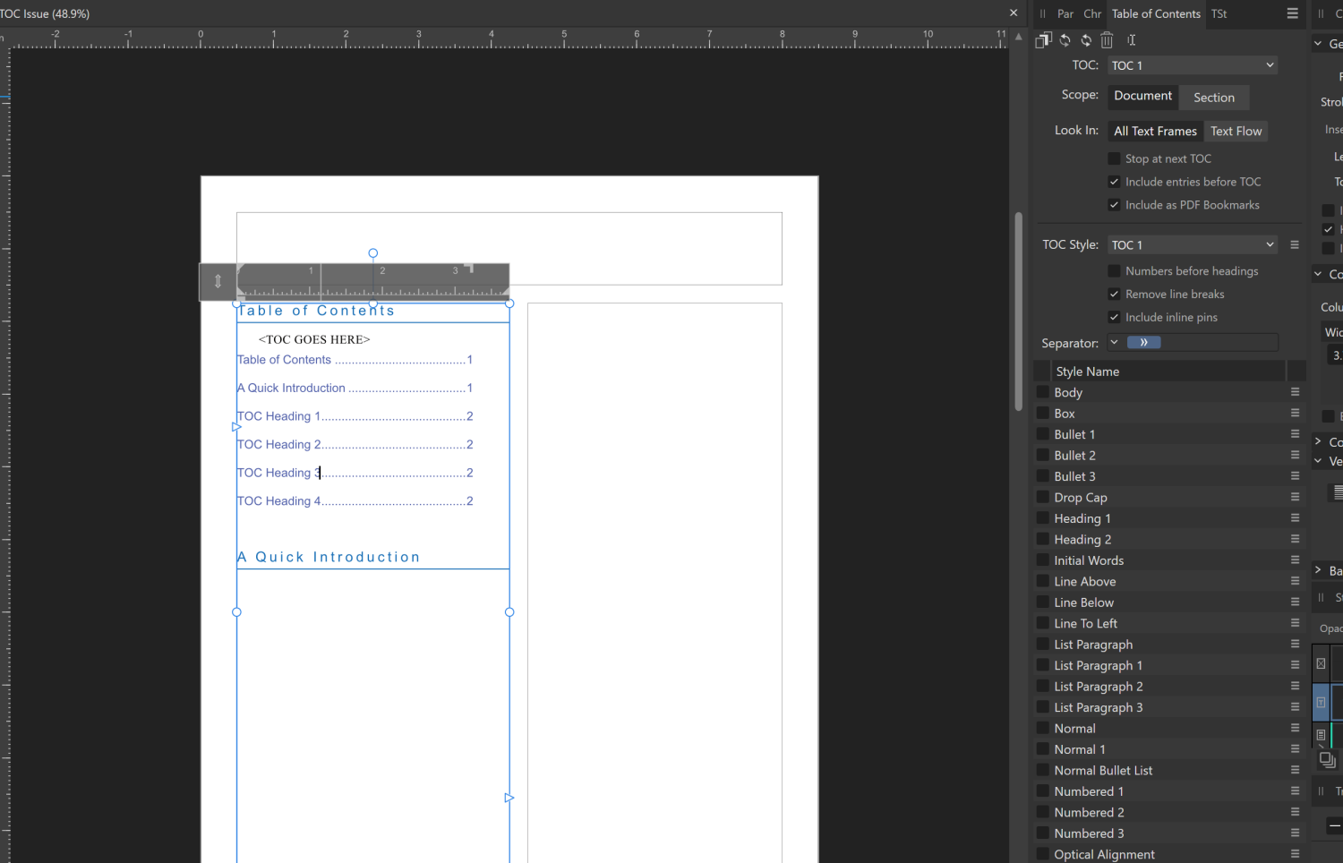 SOLVED - Publisher - 2.5.3 - TOC - Separator Field - Returns to ... SOLVED - Publisher - 2.5.3 - TOC - Separator Field - Returns to ...