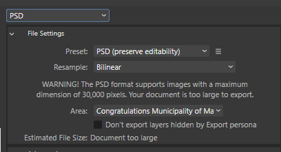 I can't export/convert large files to PSD - Affinity on Desktop Questions (macOS and Windows ...