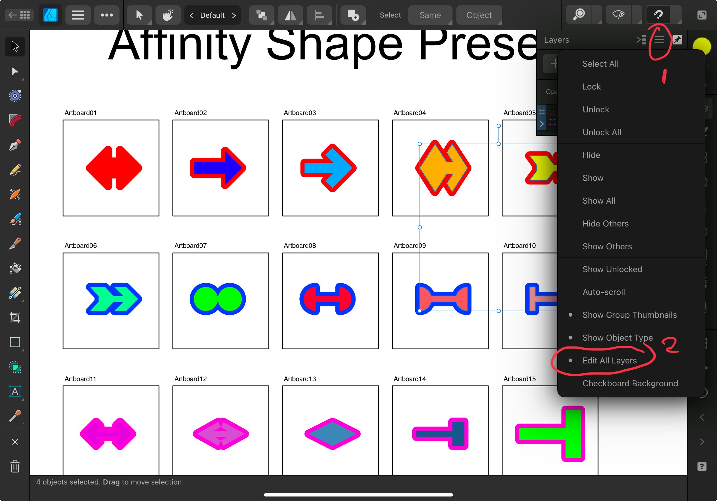 Selecting objects - iPad Questions - Affinity | Forum