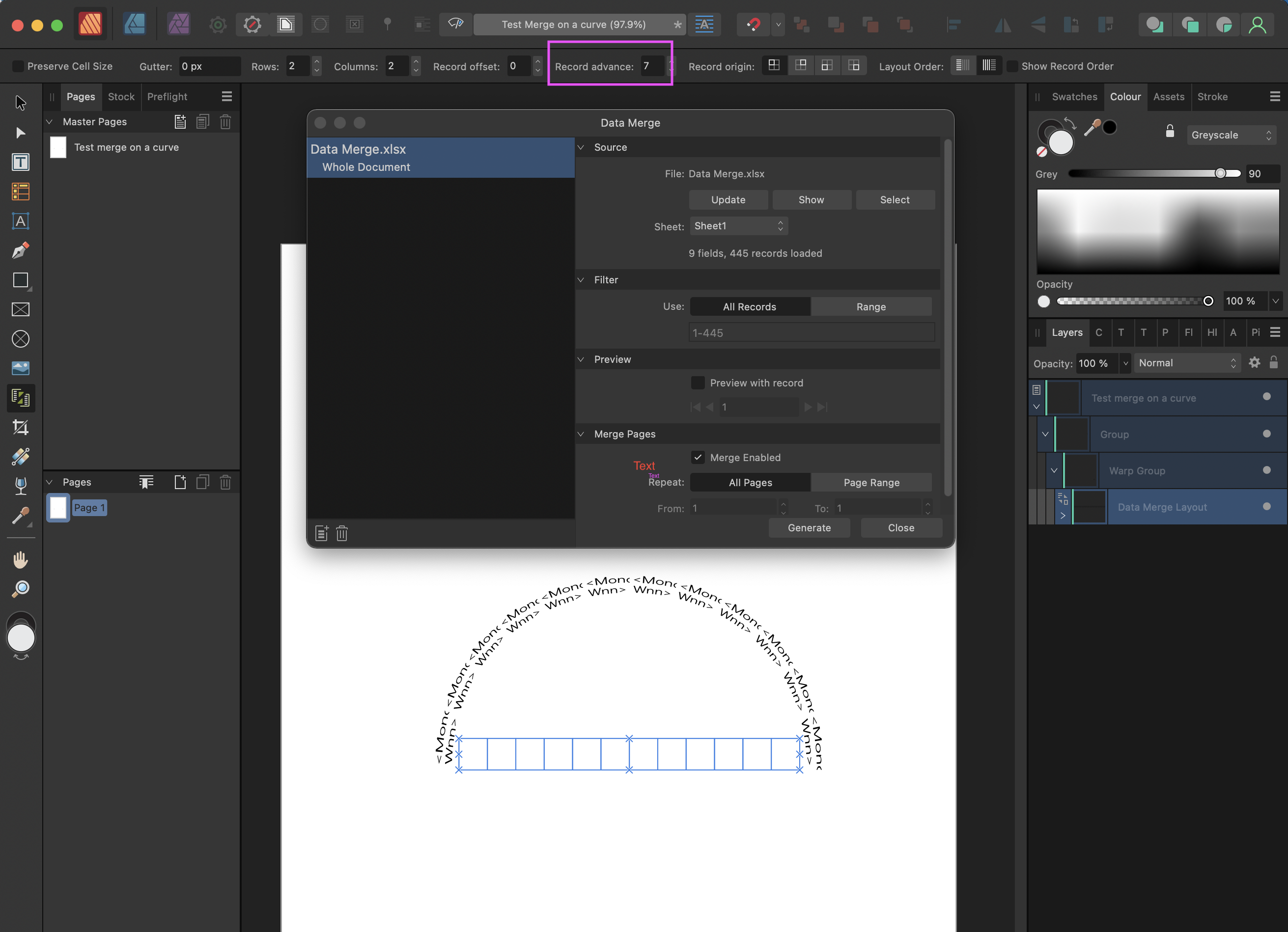 Request: Publisher Data Merge with a curved/shaped grid layout - Feedback for the Affinity V2 ...
