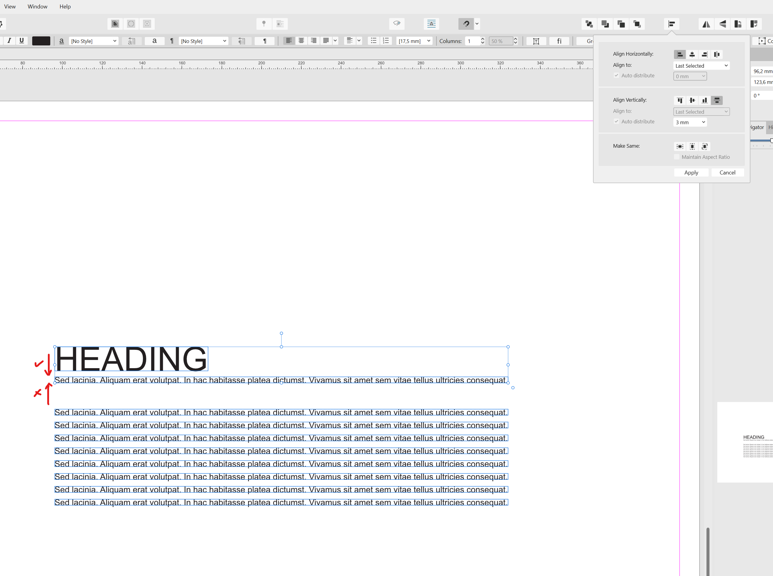How to align/distribute to a key object, and how to choose distances between objects (and turn ...