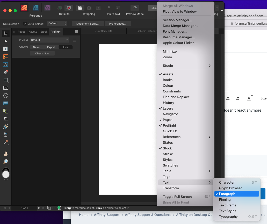 paragraph-tool does'm react - Desktop Questions (macOS and Windows ...
