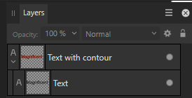 Grouped text contour has incorrect origin/position when the group is ...