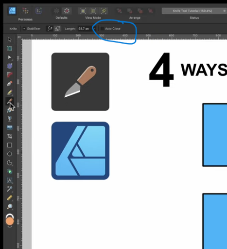 knifetool: context toolbar option not visable - Affinity on Desktop Questions (macOS and Windows ...