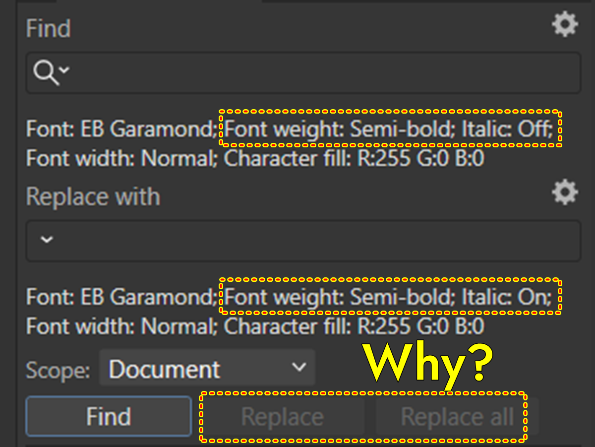 Search and Replace criteria set, but Replace grayed out - Desktop Questions (macOS and Windows ...