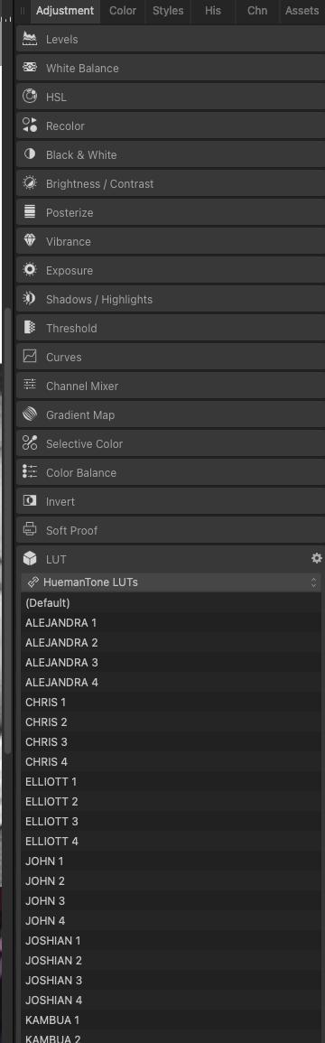 huemantone-lut-pack.afluts is greyed-out - Desktop Questions (macOS and Windows) - Affinity | Forum