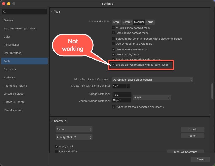 Macos Bug Mouse Scroll Wheelcmd Does Not Rotate The Canvas Affinity On Desktop Questions