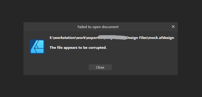 Corrupted Affinity File - Desktop Questions (macOS and Windows) - Affinity | Forum