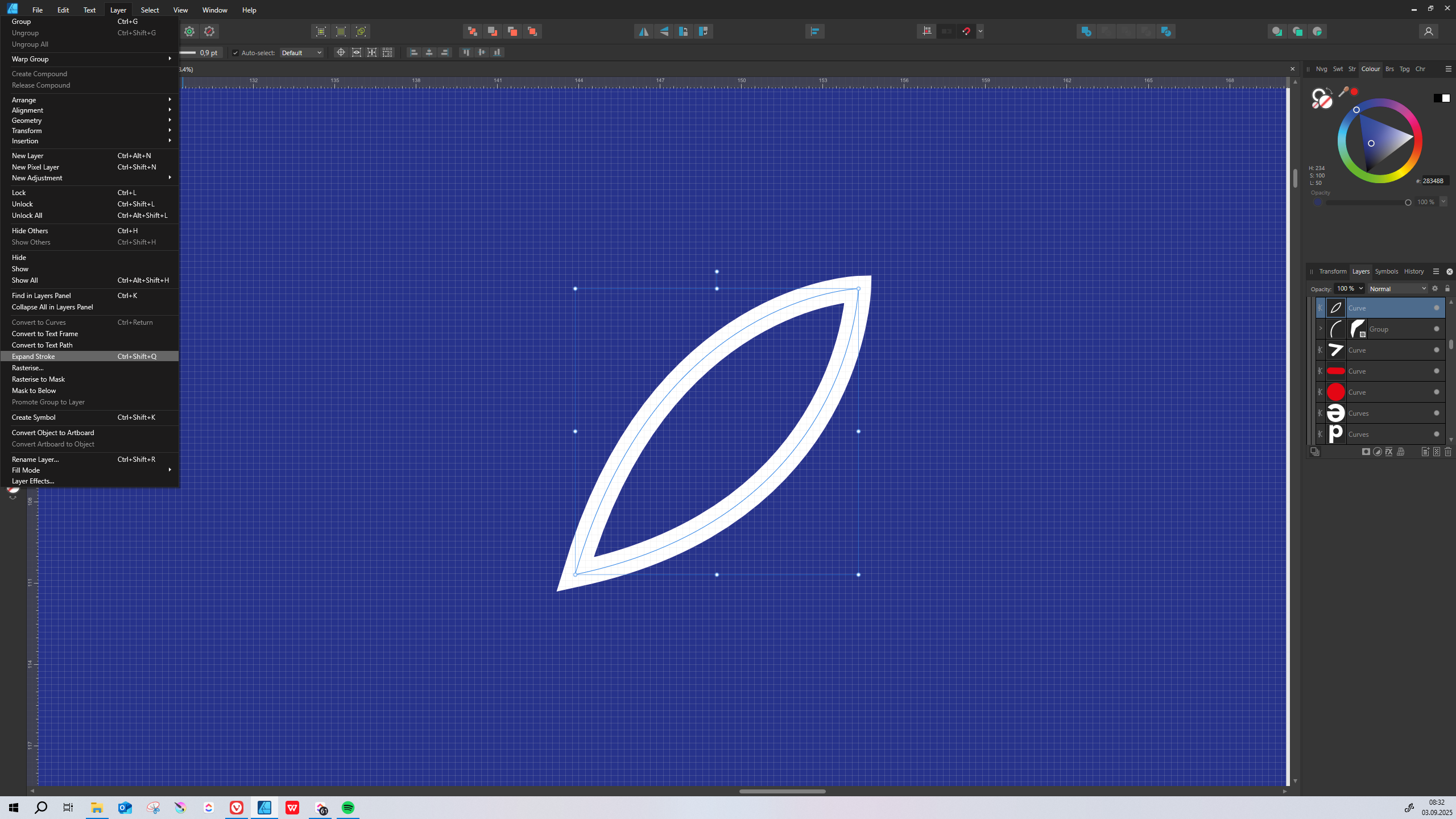 Affinity Designer 2 - "Expand stroke" does not work correctly on a specific shape regardless of ...